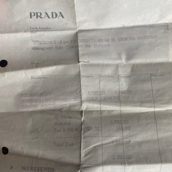 Prada | Bags | Prada Purse Gray Leather With Original Receipt | Poshmark